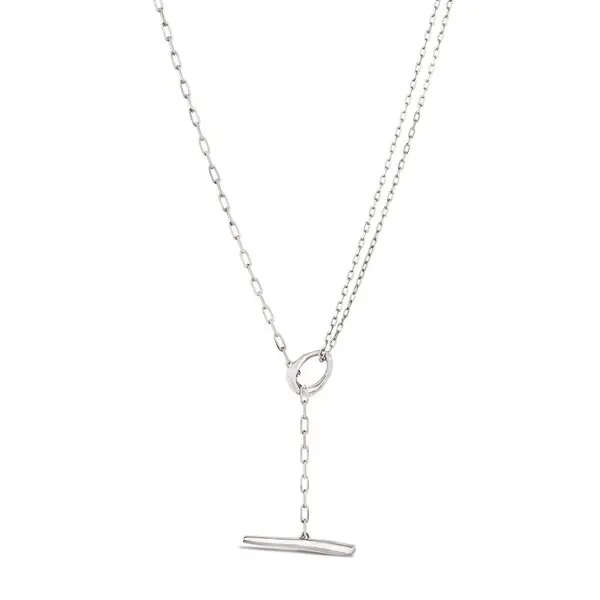 DINNY HALL Thalassa Small T-bar Lariat Necklace - Silver