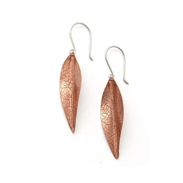ZULA JEWELRY + DESIGN Copper Autumn Leaf Dangle Earrings - Orange