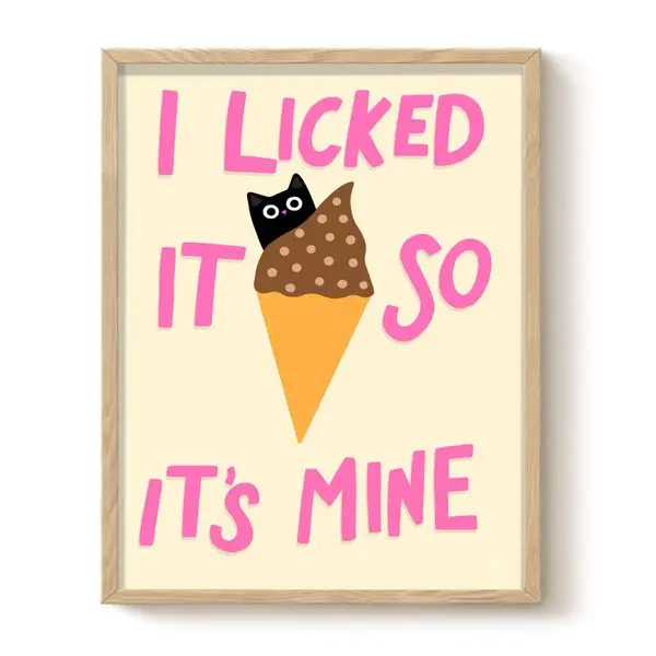 THE PAPER TAIL Brown / Pink / Neutrals Licked It So It’s Mine Cat Art Print Large - Brown/pink