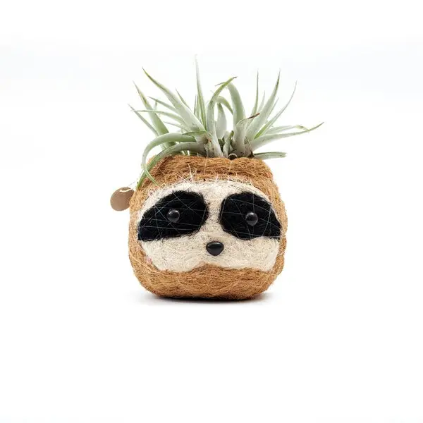 Likhâ Coco Coir Animal Planter Mini Pot 3-tone Sloth Dark - Brown