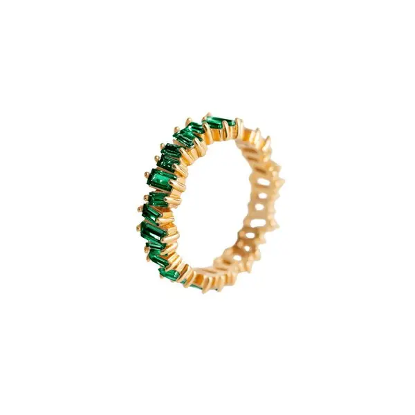 CLAIRE HILL DESIGNS Emerald Baguette Eternity Ring - Green