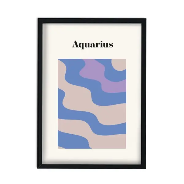 FANCLUB Blue / Grey Aquarius Zodiac Star Sign A2 Art Print - Blue/grey