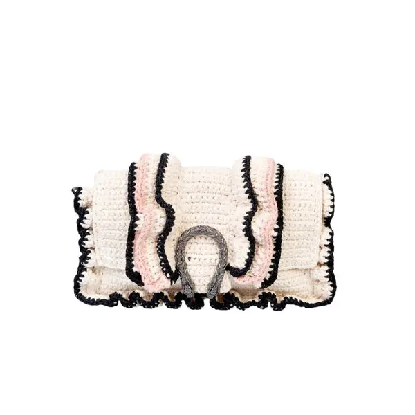 SIBYLLA DELPHICA Handwoven Raffled Crochet Handbag - Black