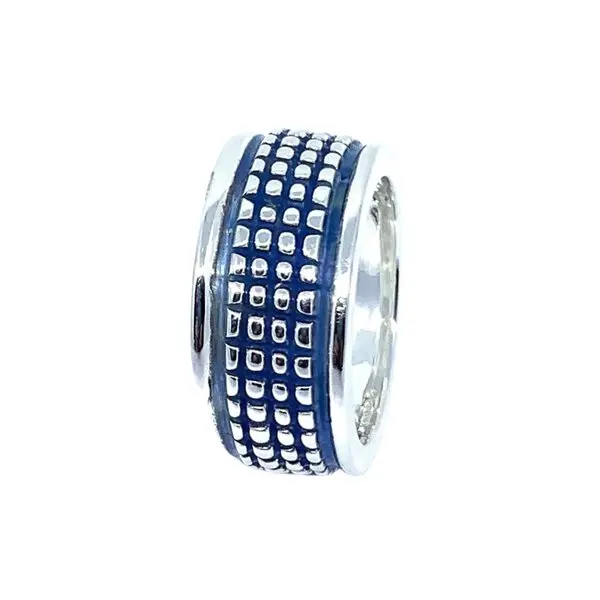 TG-JEWELLERY BY TAMARA GERVASIO Crocodile Ring In Sterling Silver And Ceramic Enamel - Blue/silver