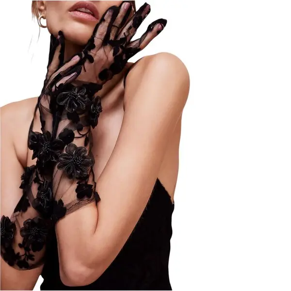 HIGH HEEL JUNGLE BY KATHRYN EISMAN Dahlia Opera Gloves - Black