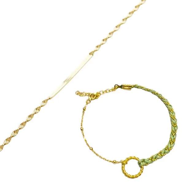 SPERO LONDON Semi Twisted Braided Sterling Silver Bracelet Set - Green