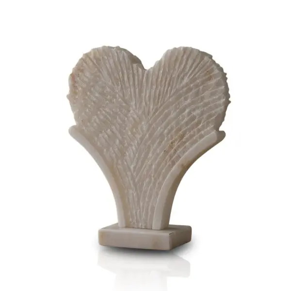 MARLETH Hand-carved Marble Palm Fan Sculpture - White