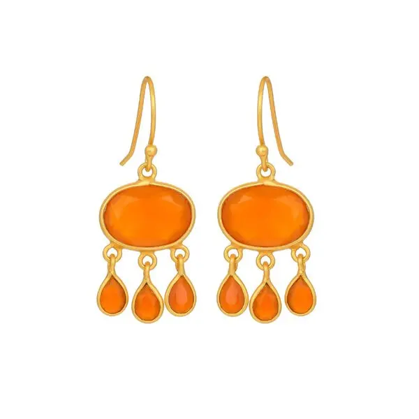OPIUM JEWELS Gold Vermeil Carnelian Drop Earrings - Gold/yellow