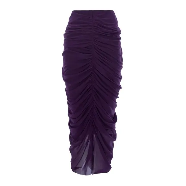 CONCEPT A TROIS Tulle Drape Midi Skirt - Purple