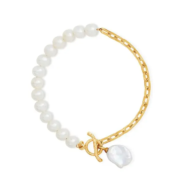 DOWER & HALL Luna Freshwater And Keshi Pearl Vermeil Bracelet - Gold