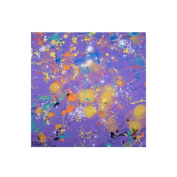 LILIA MUNN Mulberry Silk Scarf– | Haze Print - Purple