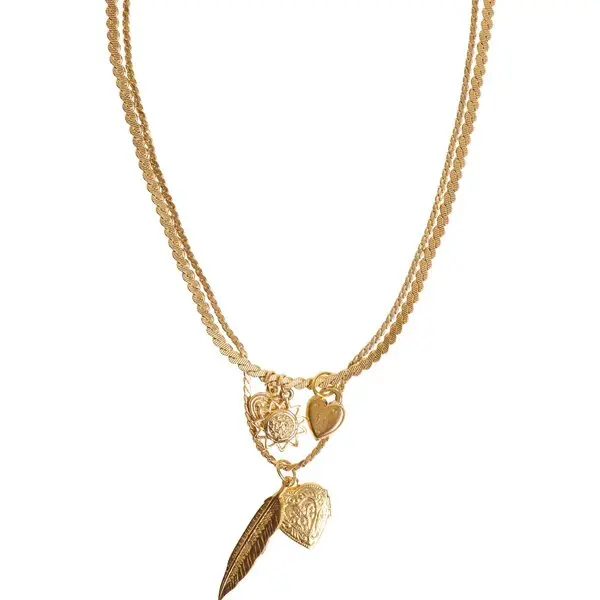 CARAMEL VINTAGE JEWELLERY Layered Charm Rope Necklace - Gold