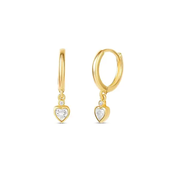 SHYMI Mini Bezel Heart Drop Earrings - Gold