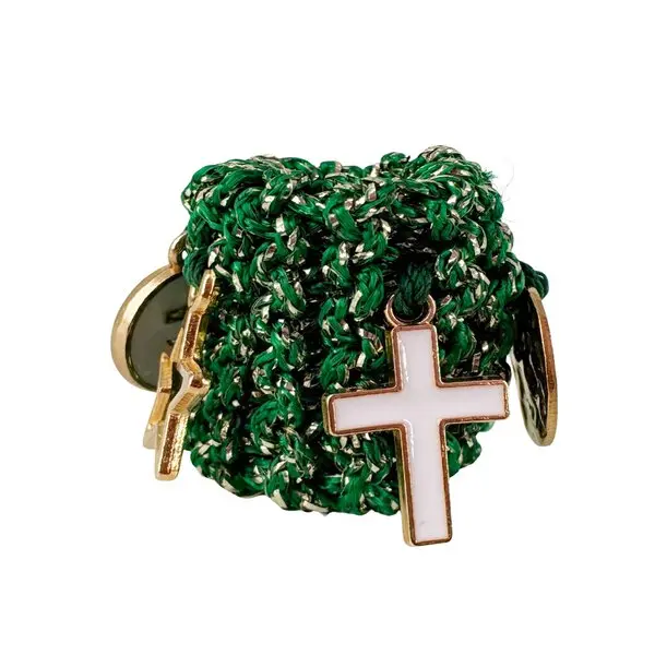 HILO DE MAR Hand-knitted Charm Ring - Green/gold