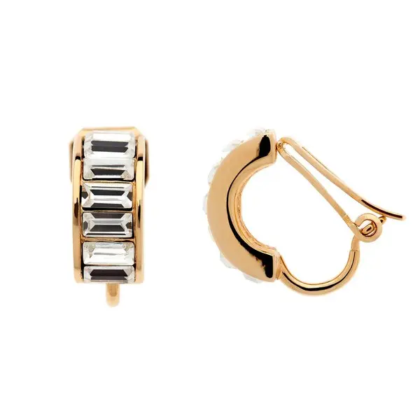 EMMA HOLLAND JEWELLERY Crystal Baguette Clip On Hoop Earrings - Gold