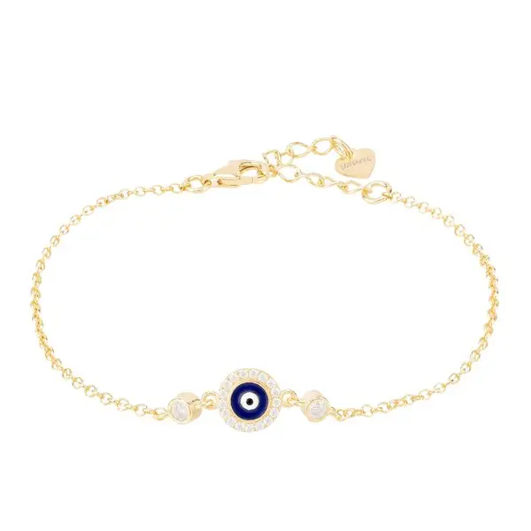 LATELITA London Gold Plated Sterling Silver Evil Eye Bracelet With Cubic Zirconia - Gold/white/blue