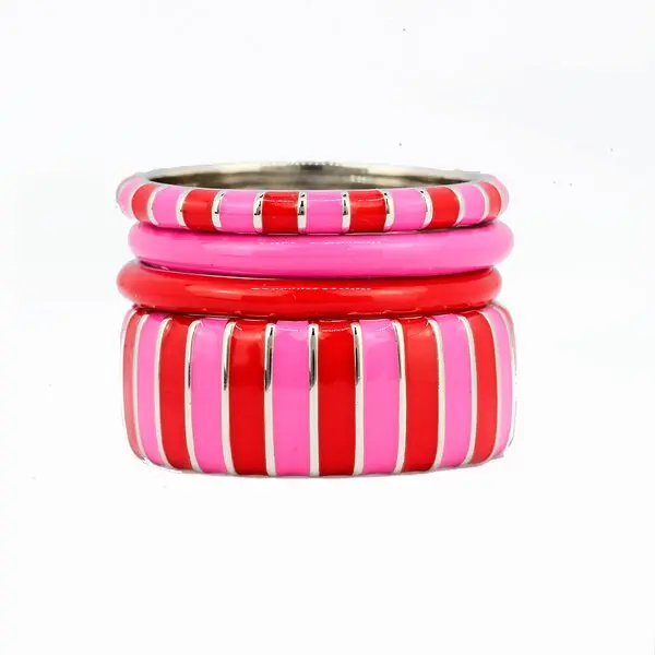 PINNOLE Enamel Stacking Rings - Red