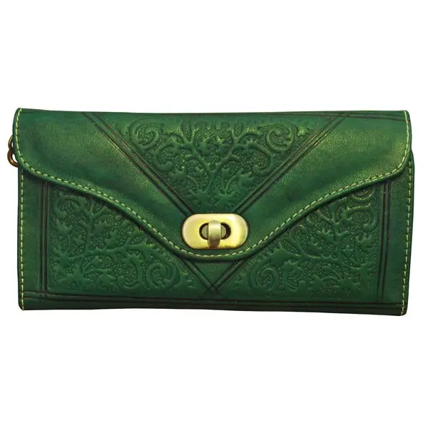 BERBER LEATHER Leather Tri-fold Purse - Green