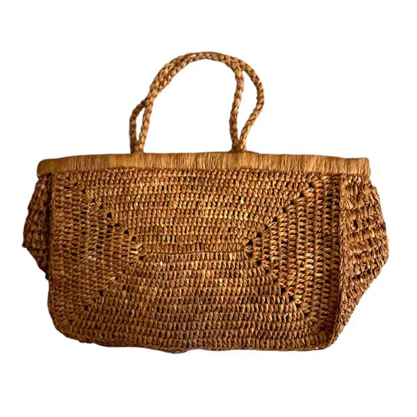 ZANATANY CONCEPTS Clipa Medium Raffia Bag - Brown