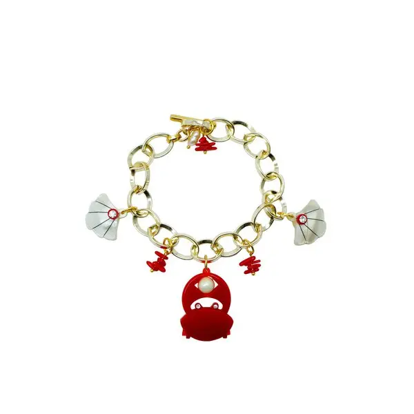 GISSA BICALHO Handmade Crab Charm Bracelet - Red