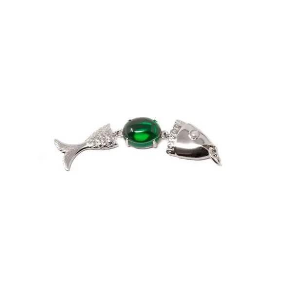 NASI SILVER Swimming Fish Neshama Pendant In Silver With Spinel - Green