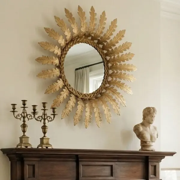 LILA RASA Golden Leaf Accent Mirror - Gold