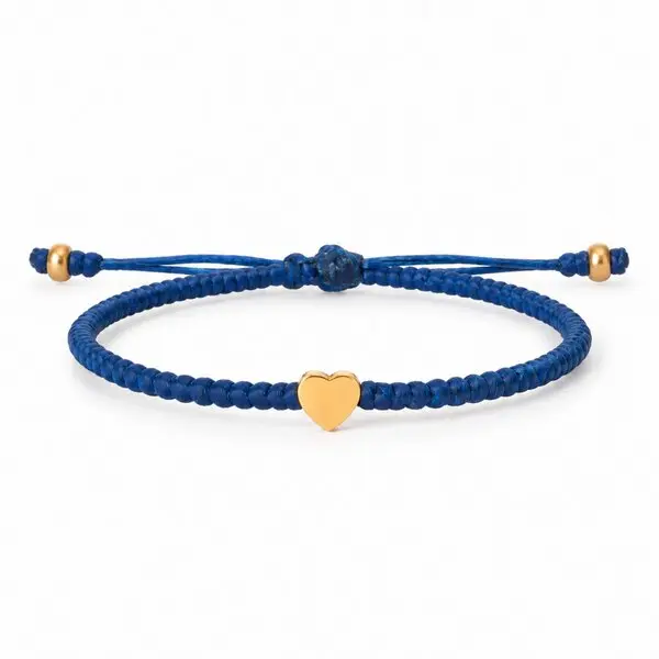HARBOUR UK Valentino Gold Vermeil Heart Rope Bracelet - Blue