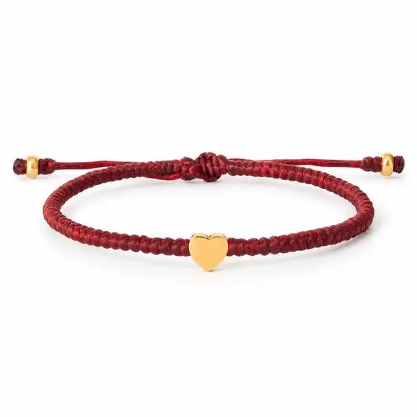 HARBOUR UK Valentino Gold Vermeil Heart Rope Bracelet - Red