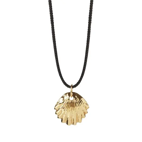 MURU Shell Pendant Cord Necklace - Gold