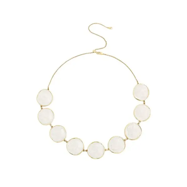 RETRO CHIC White Enamel Ripple Necklace - White/gold