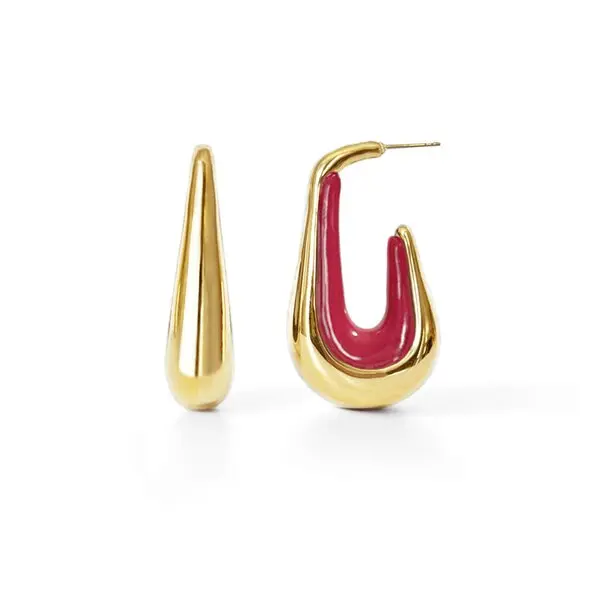 GOLD & HONEY Gold Tone And Acrylic Drop Hoop Earrings - Pink/gold
