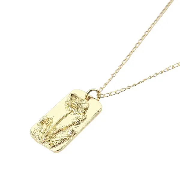 HARFI Floral Charm Plated Necklace - Gold