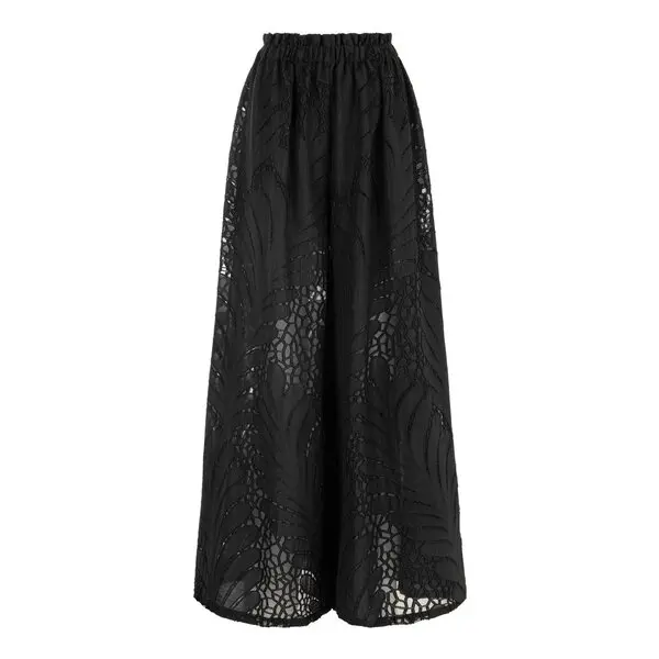 LILAMIE Victoria Elastic Waist Relaxed Fit Resort Pants - Black