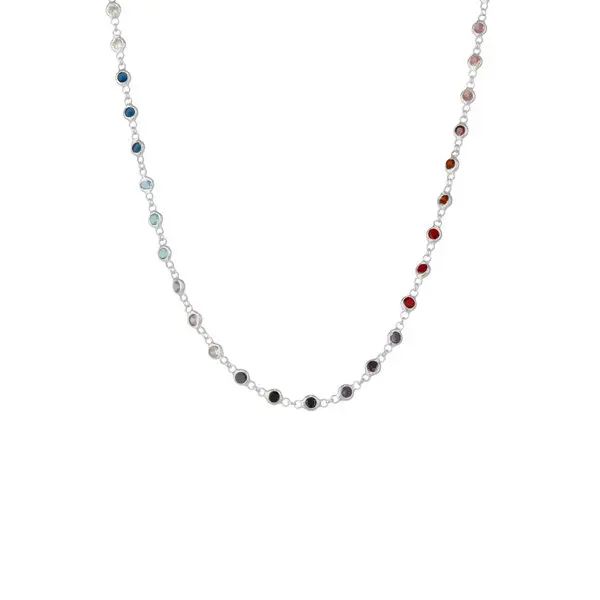 SPERO LONDON Rainbow Jeweled Sterling Chain Necklace - Silver
