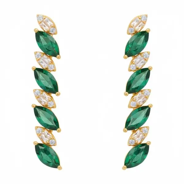 LATELITA Viscountess Tennis Drop Earrings - Gold/green/white