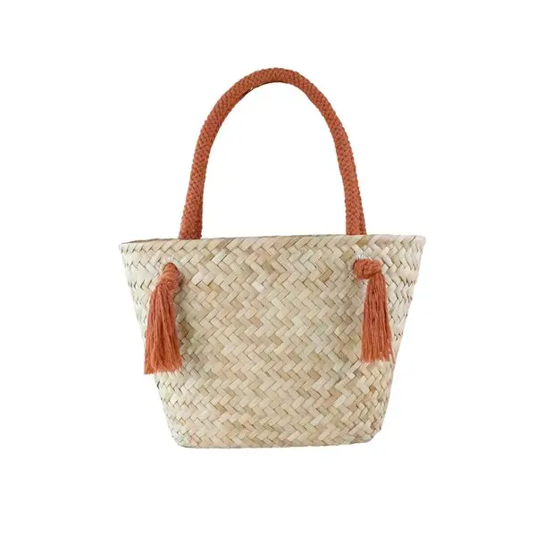Likhâ Classic Tote Bag With Braided Handles - Orange