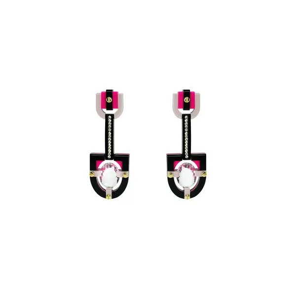 GISSA BICALHO Oval Stone Dangle Earrings - Pink