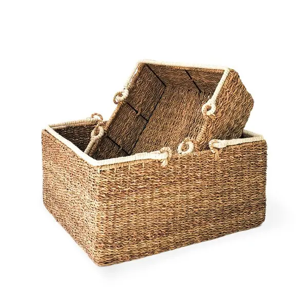 KORISSA Neutrals Savar Picnic Sq Basket Set Of 2 - White