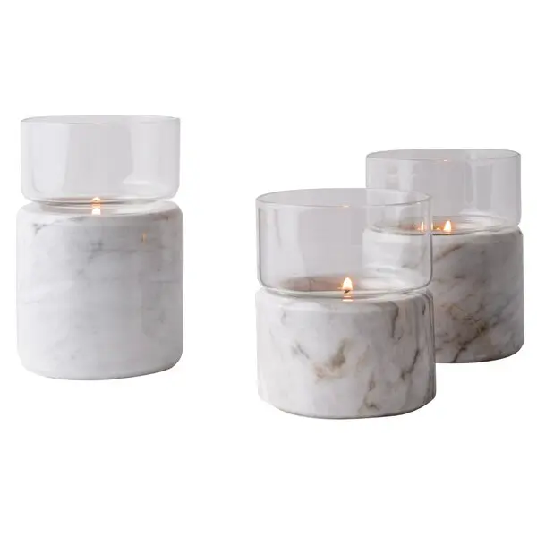 And Jacob Santuario Candle Holder Set Marble - White