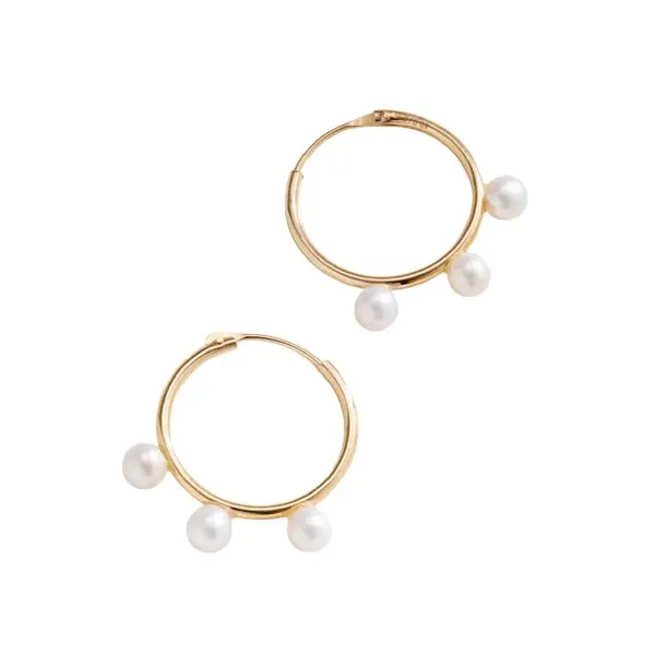 POSH TOTTY DESIGNS Triple Pearl Hoop Earrings - Gold