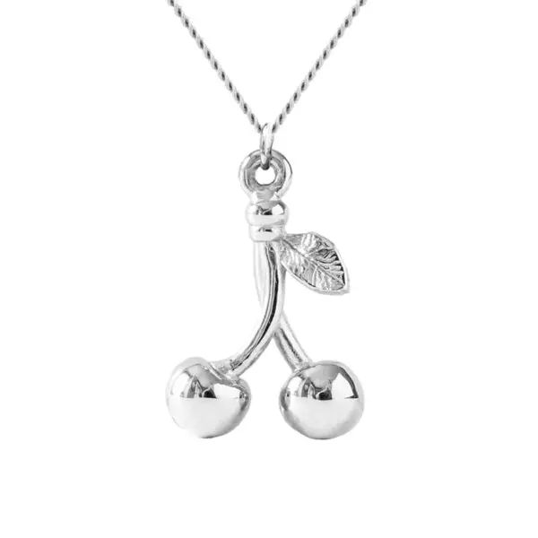 LEE RENEE Cherry Pendant Necklace - Silver