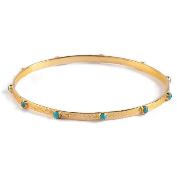 GODDESS CHARMS Throat Chakra Bangle With Turquoise - Gold