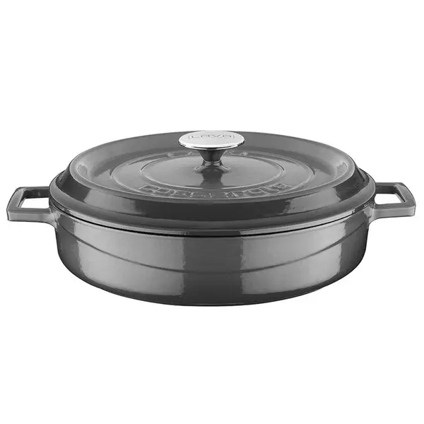 TURGLA HOME Gray Shallow Cast Iron Pot - Grey