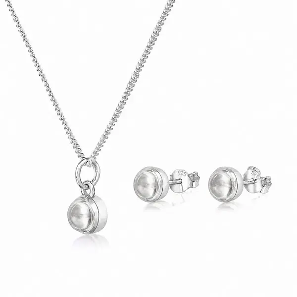 THE JEWELLERY STORE LONDON Necklace And Stud Earrings Jewellery Set - White/silver