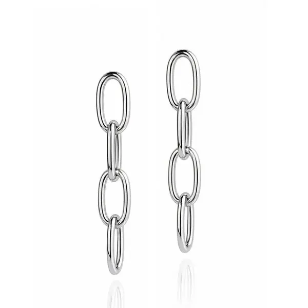 JAREDJAMIN Everly Chain Oval Link Drop Earrings - Silver