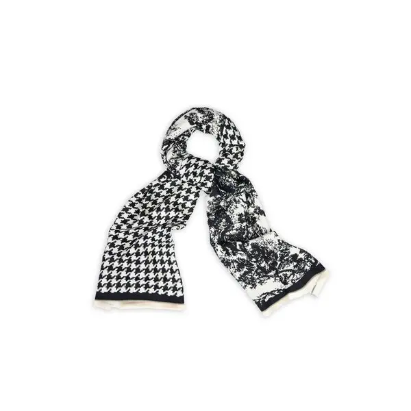 Saachi Black / White Houndstooth Reversible Scarf - Black/white