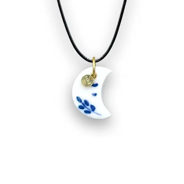 Tiké Jewels Moon Porcelain Choker Necklace - Gold