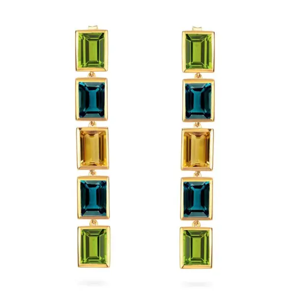 AUGUSTINE JEWELS Peridot, Topaz, And Citrine Drop Earrings - Blue/green