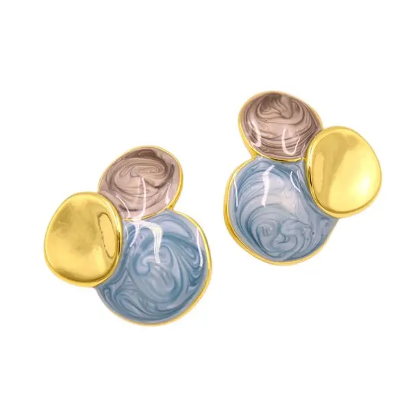 1610ISTANBUL Byzantine Enamel Earrings - Gold