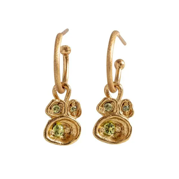 CLAIRE HILL DESIGNS Peridot Vermeil Lichen Hoop Earrings - Gold